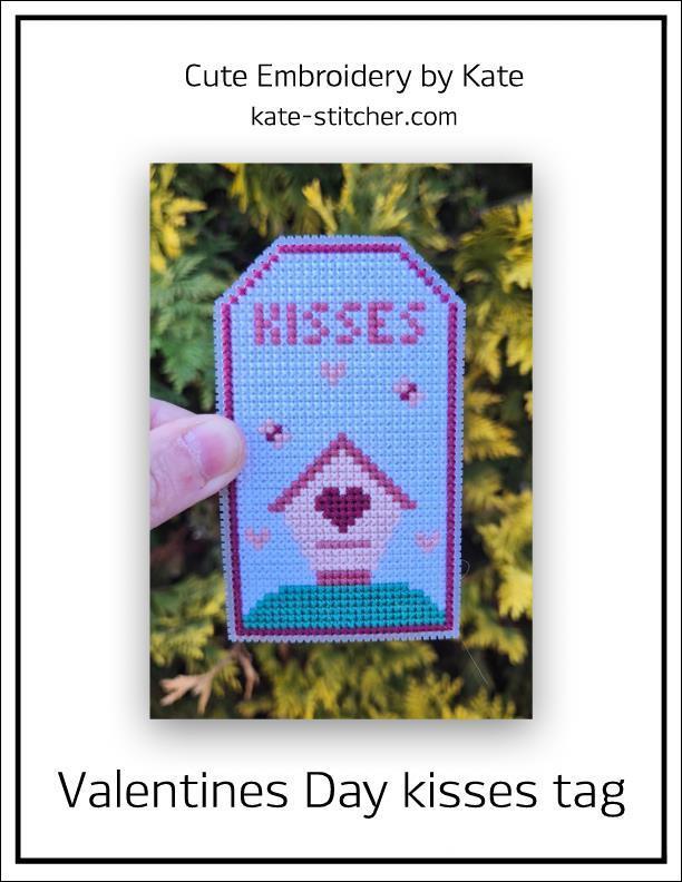 "Valentines Day Kisses Tag" | Cross Stitch Pattern