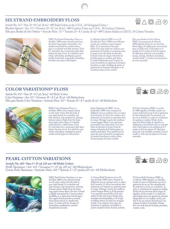 DMC Needlework Threads Printed Color Card | Cross Stitch Item