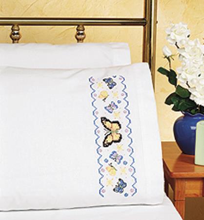 Butterflies Pillowcase Stamped Kit (stamped cross stitch)