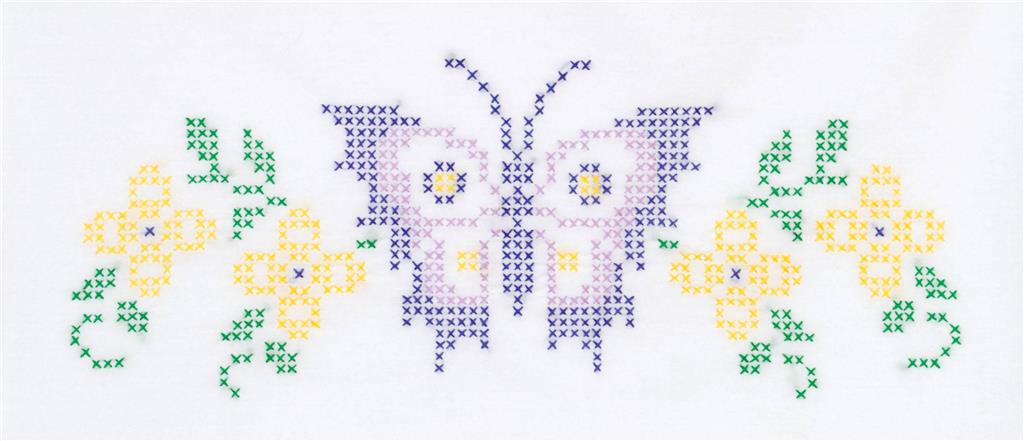 Butterflies Perle Edge Pillowcase (stamped cross stitch)