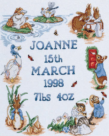 Peter Rabbit Birth Sampler (cross stitch kit)