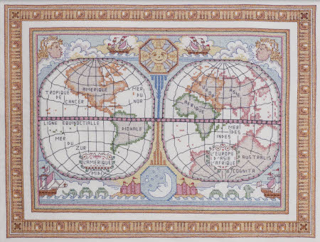 World Map (stamped cross stitch kit)