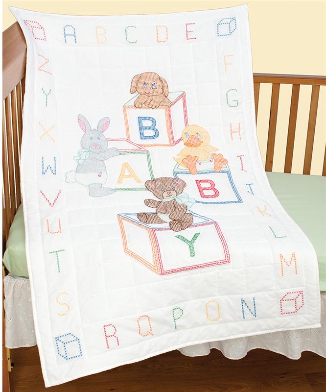 Baby Block Crib Quilt (stamped cross stitch)