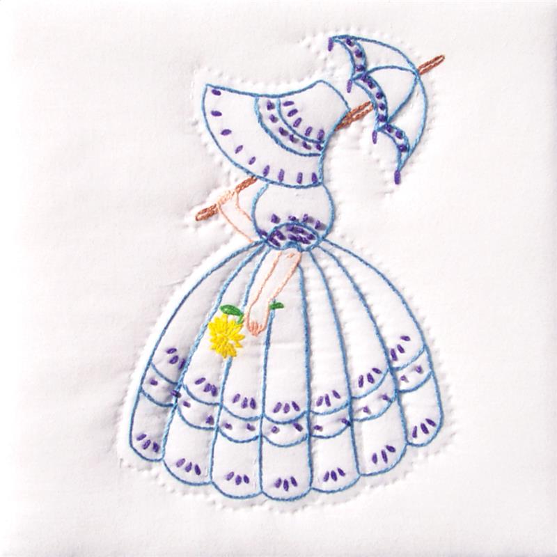 Parasol Lady Quilt Blocks (stamped cross stitch)