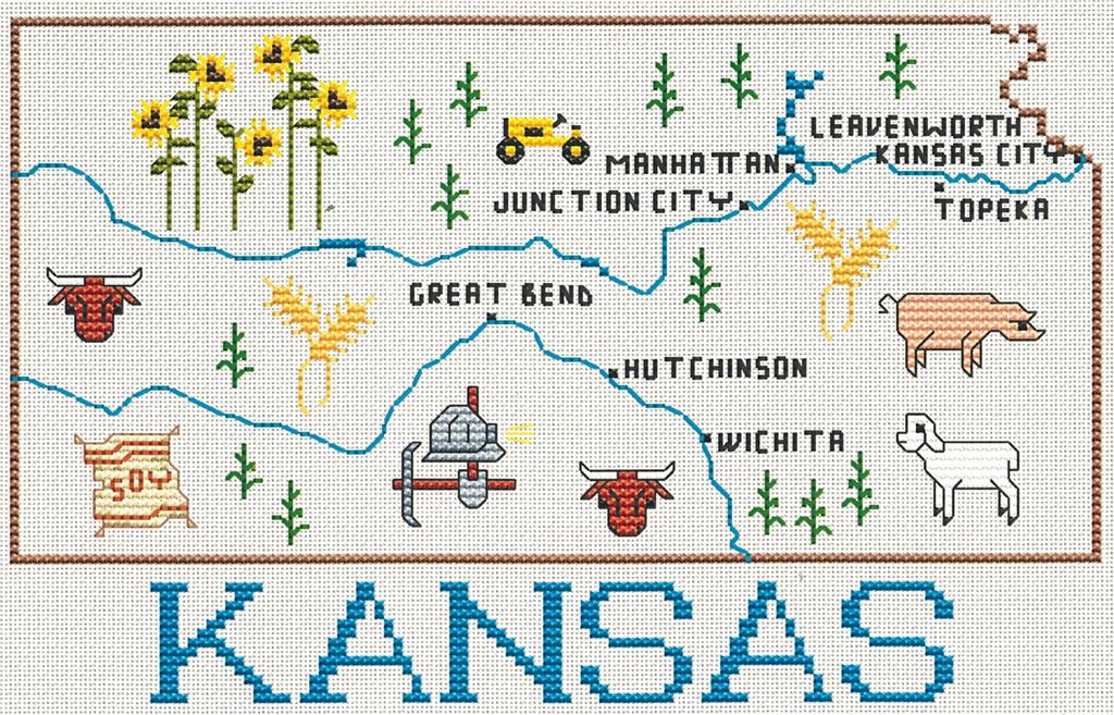 "Kansas Map" by Sue Hillis Designs