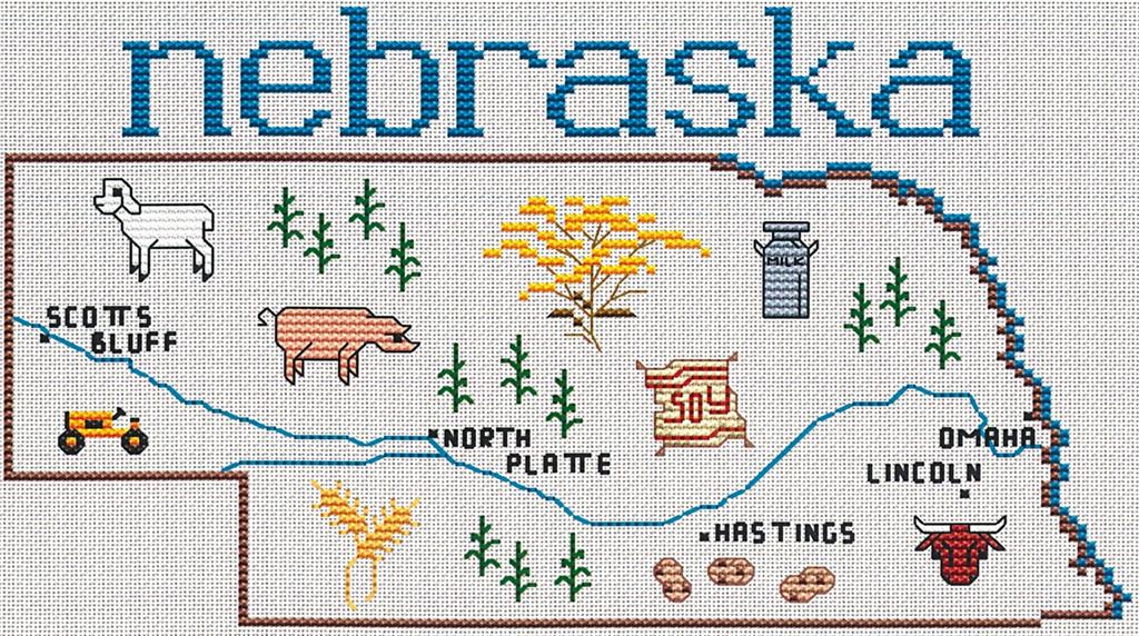 "Nebraska Map" by Sue Hillis Designs