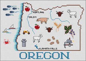 "Oregon Map" by Sue Hillis Designs