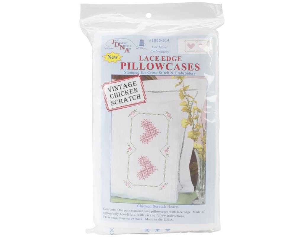 Chicken Scratch Hearts Lace Edge Pillowcases