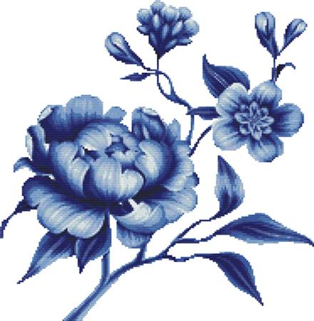 "Blue Beauty Floral Cross Stitch"