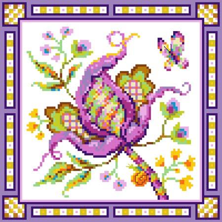 "Jacobean No.2 Lavender" | Cross Stitch Pattern