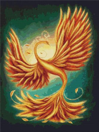 "Golden Phoenix Cross Stitch Pattern"