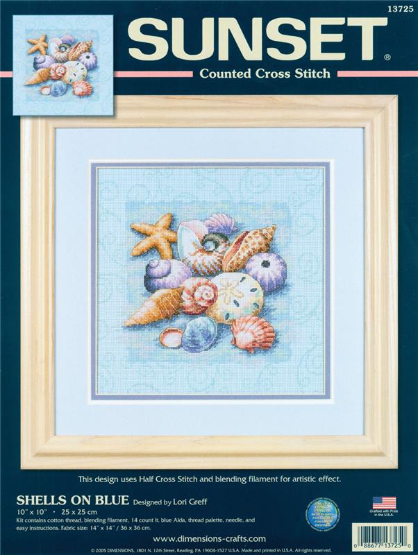 Shells on Blue (cross stitch kit)