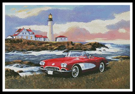 "Corvette at the Coast" | Cross Stitch Pattern