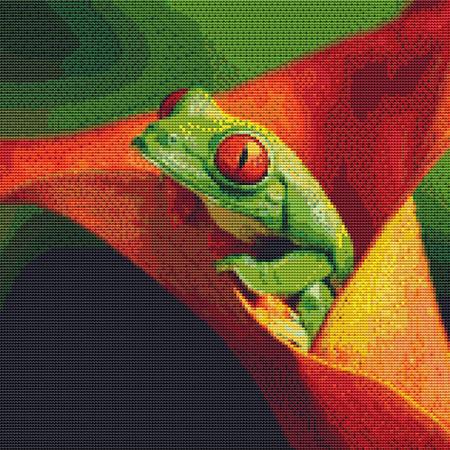 "Tree Frog on Orange" | Cross Stitch Pattern