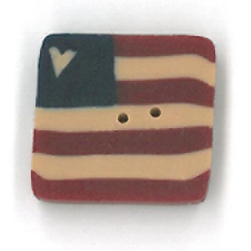Small Folk Art Square Flag Button | Cross Stitch Item