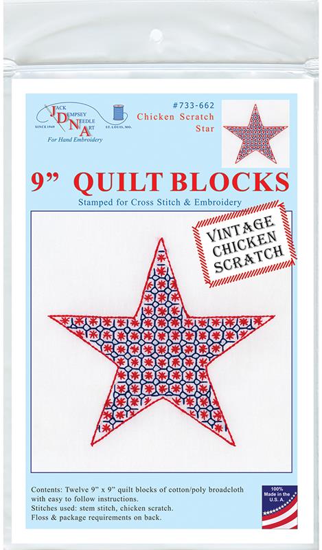 Chicken Scratch Star Quilt Blocks 9" | Cross Stitch Item