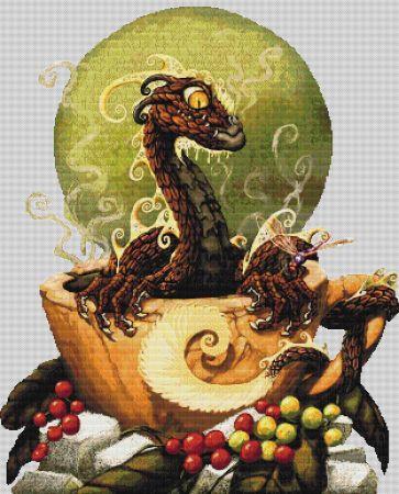 Coffee Sea Dragon, by Stanley Morrison | Cross Stitch Pattern