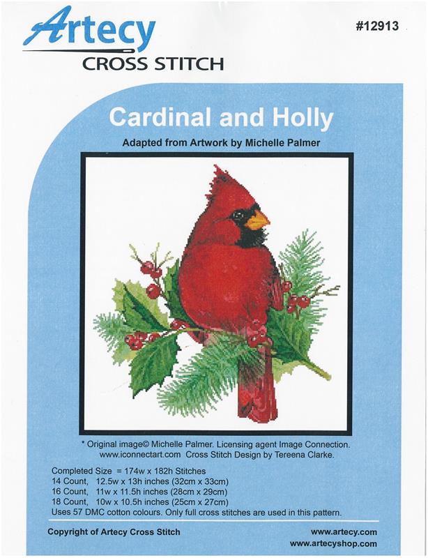 "Cardinal and Holly" | Cross Stitch Pattern