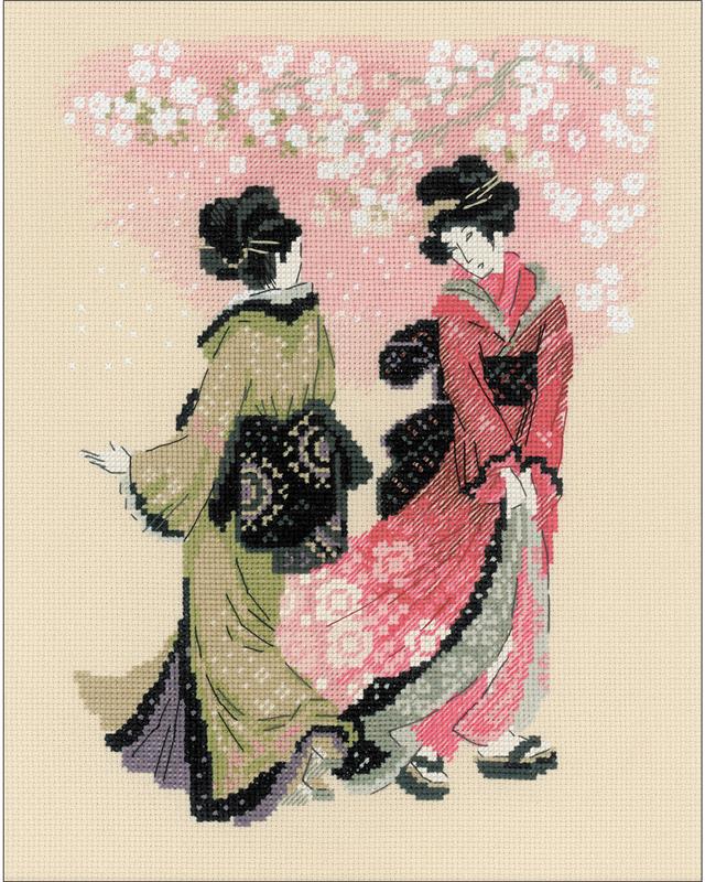 "Cherry Blossom Counted Cross Stitch Kit"