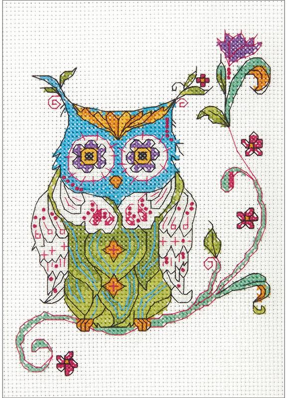 "Blooming Owl Counted Cross Stitch Kit"