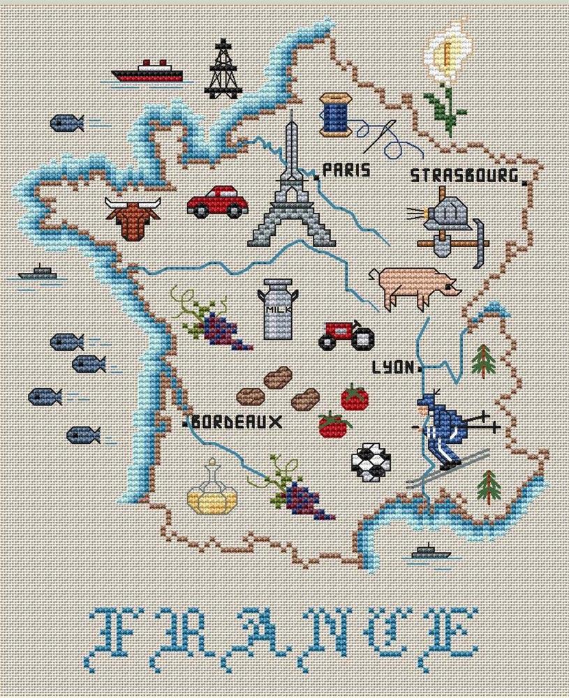 "France Map" | Cross Stitch Pattern