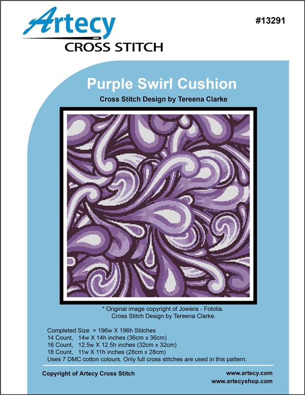 "Purple Swirl Cushion" | Cross Stitch Pattern