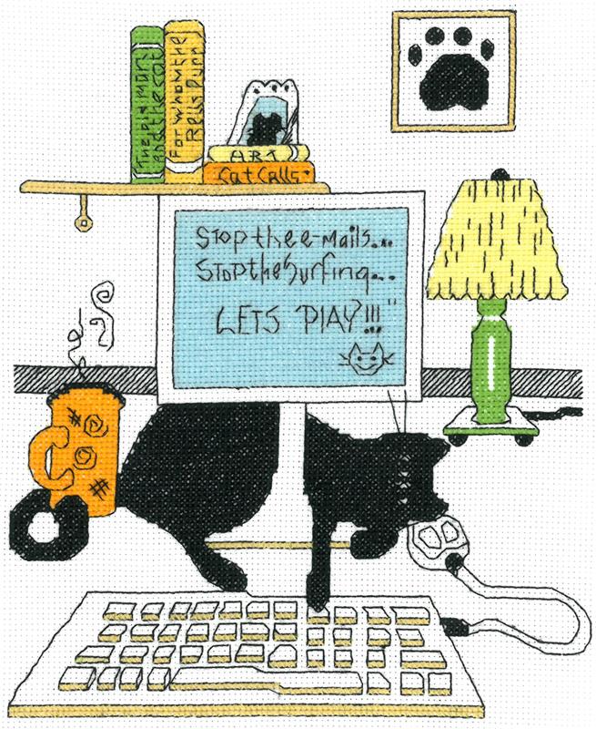 "Computer Cat - KBK" | Cross Stitch Pattern