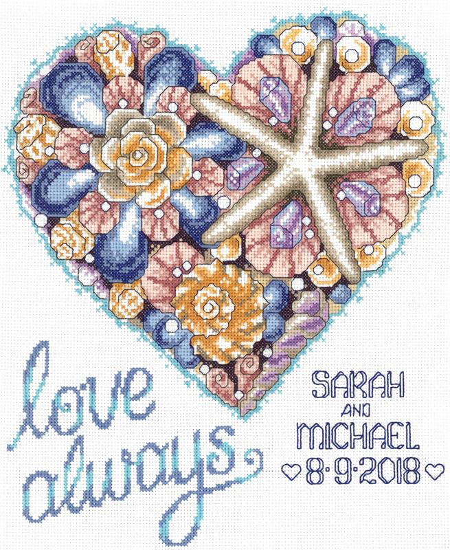 "Seashell Wedding Heart" | Cross Stitch Kit