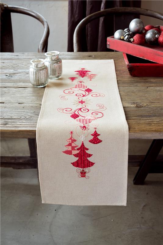 "Red Christmas Decor Table Runner"