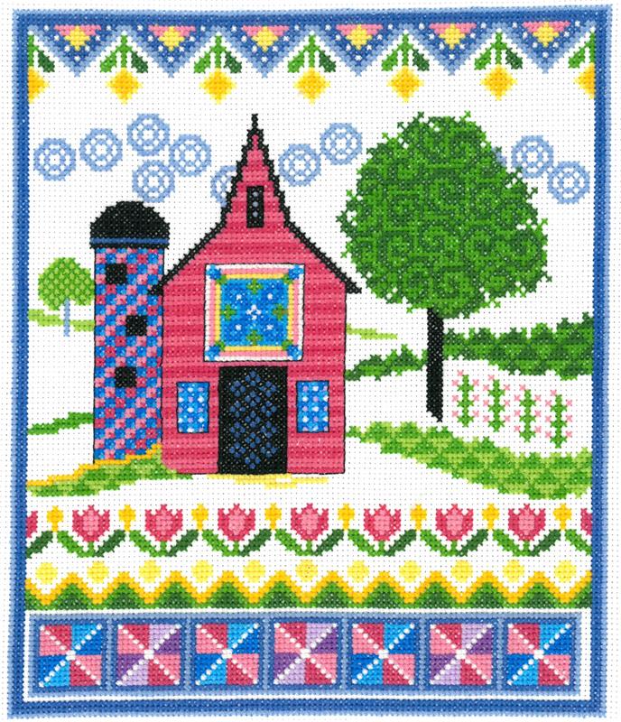 "Barn with Spring Quilts" | Cross Stitch Kit
