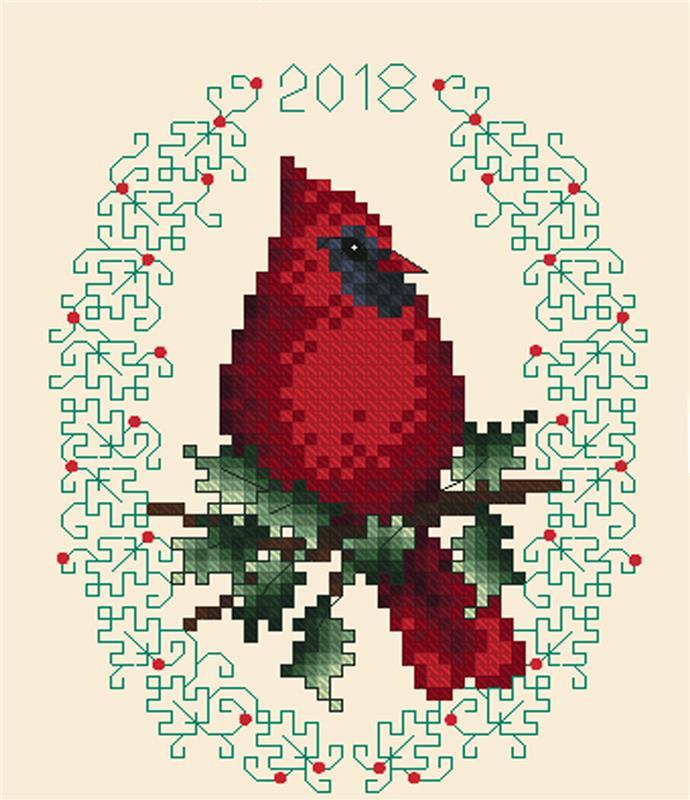 "Christmas Cardinal Ornament" | Cross Stitch Pattern