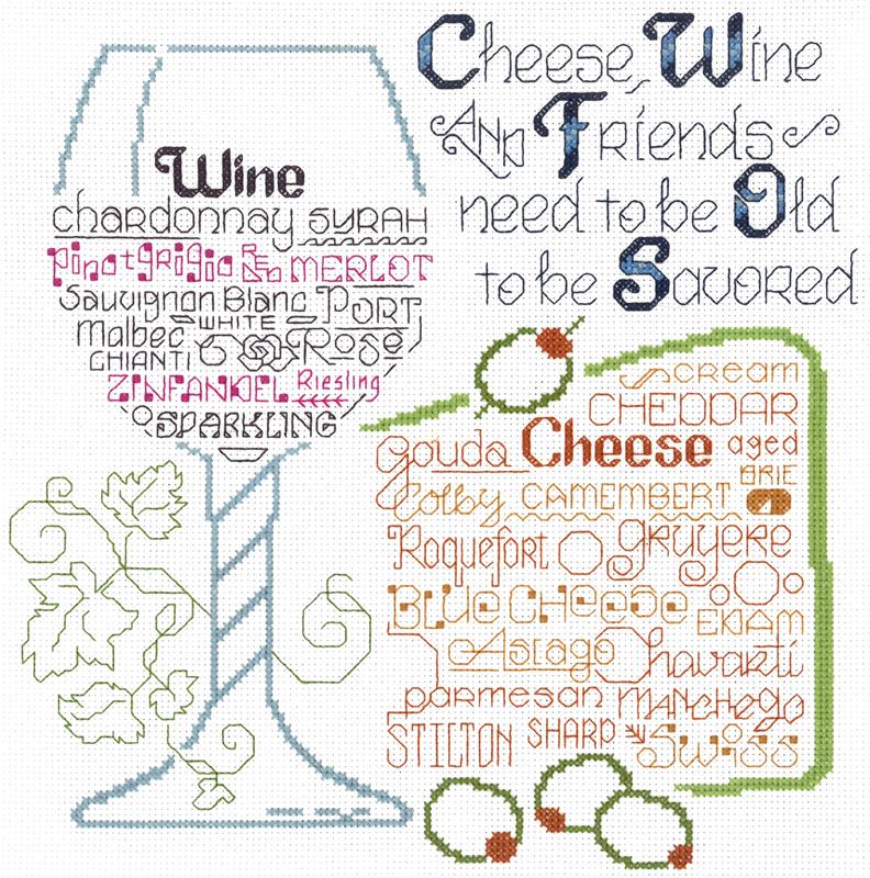 "Let's Share Wine & Cheese" | Cross Stitch Pattern