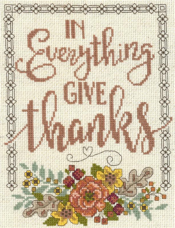 "Give Thanks Floral" | Cross Stitch Kit