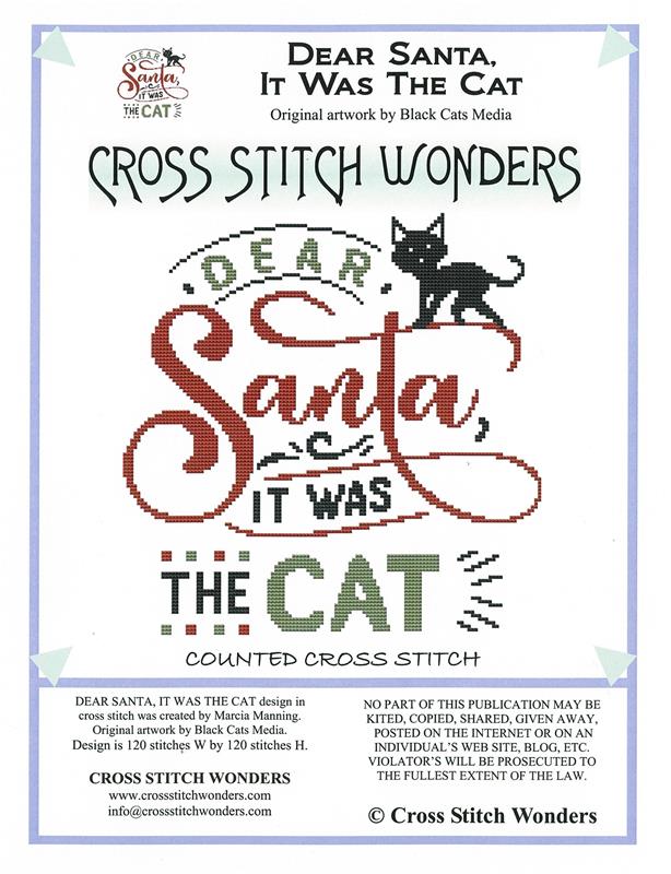 "Dear Santa, It Was The Cat" | Cross Stitch Pattern