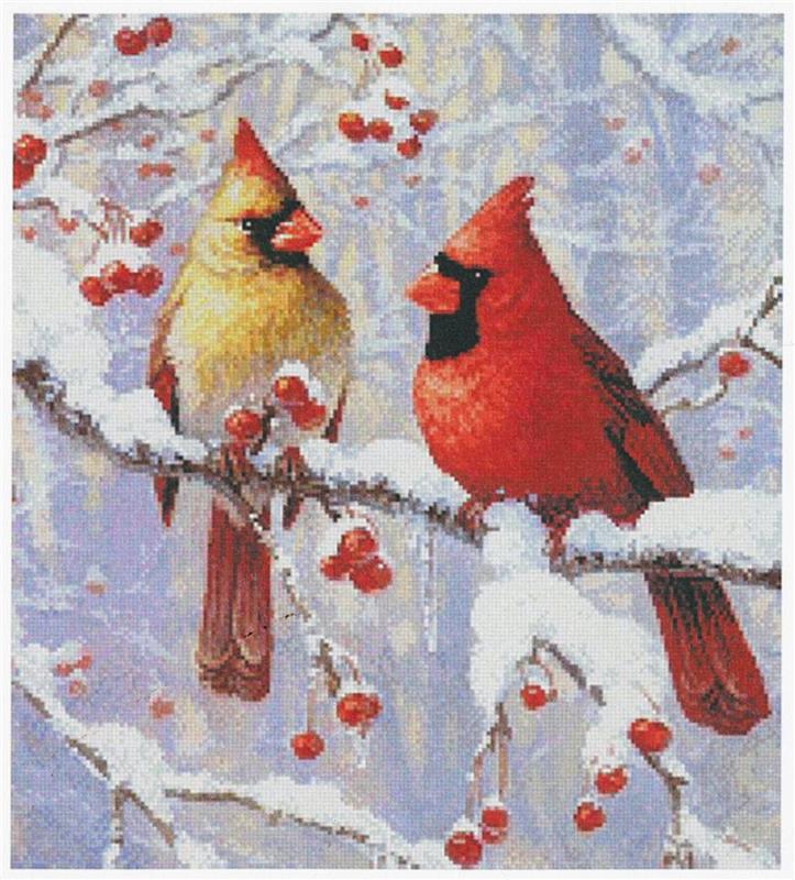 "Winter Joy Cardinals - Crop" | Cross Stitch Pattern