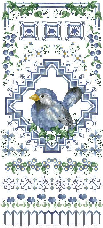 "Bird Sampler Blue Bird" | Cross Stitch Pattern