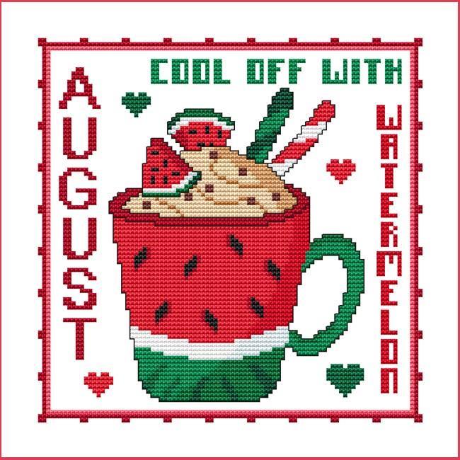 "A Year of MUGS - August" | Cross Stitch Pattern