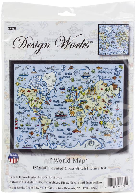 "World Map" | Cross Stitch Kit