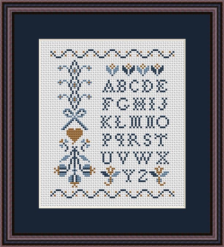 "Blue Alphabet Sampler 1" | Cross Stitch Pattern