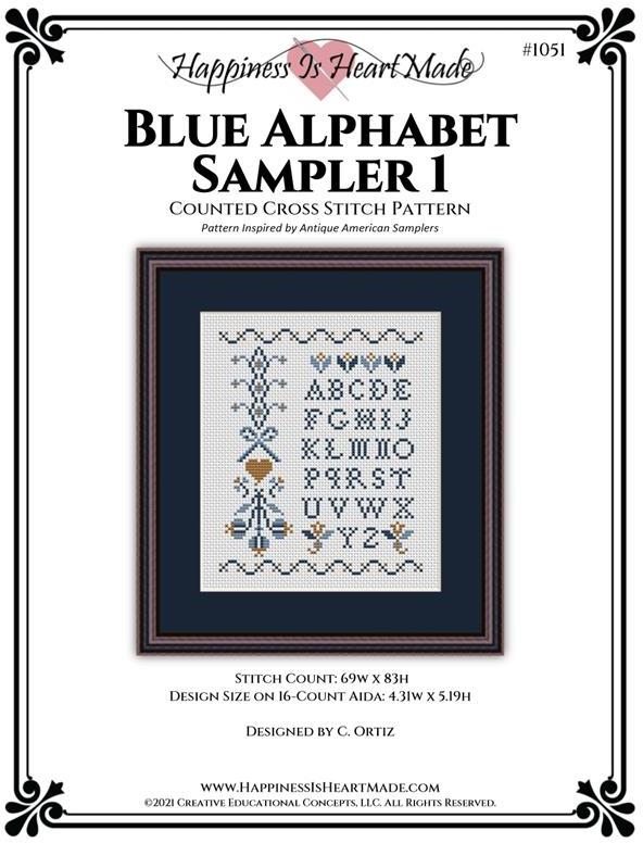 "Blue Alphabet Sampler 1" | Cross Stitch Pattern