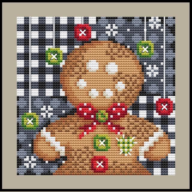 "Patchwork Gingerbread Man" | Cross Stitch Pattern