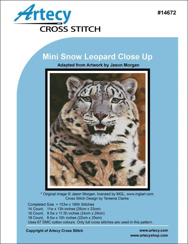 "Mini Snow Leopard Close Up" | Cross Stitch Pattern