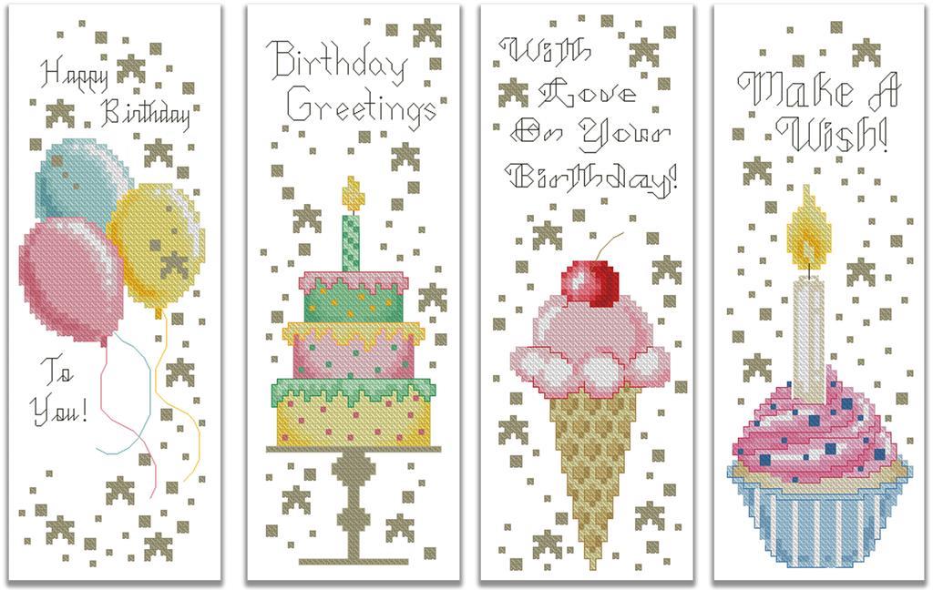 "Happy Birthday Bookmarks" | Cross Stitch Pattern