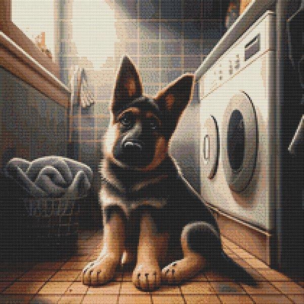 "Helping? - German Shepherd" | Cross Stitch Pattern