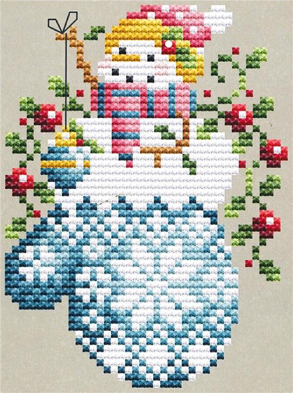 "Left Snowman Mitten" | Cross Stitch Pattern