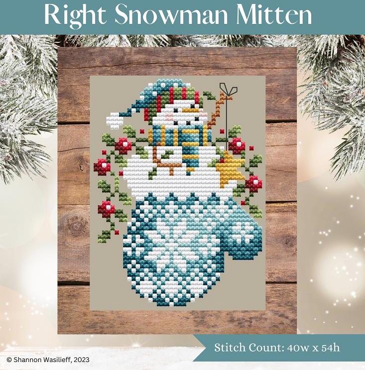 "Right Snowman Mitten" | Cross Stitch Pattern