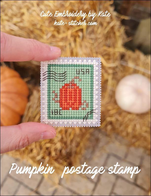 "Pumpkin Postage Stamp" | Cross Stitch Pattern