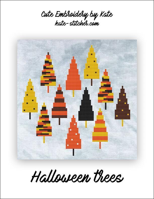 "Halloween Trees" | Cross Stitch Pattern
