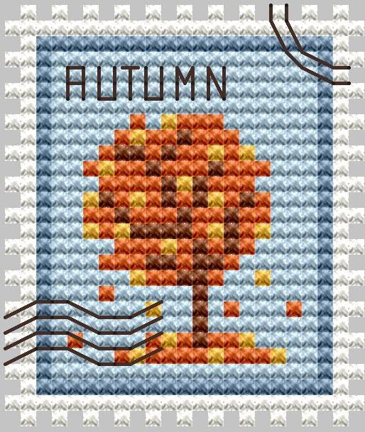 "Autumn Postage Stamp" | Cross Stitch Pattern