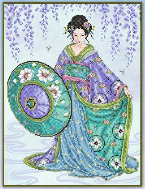 "Blue Geisha" | Cross Stitch Pattern